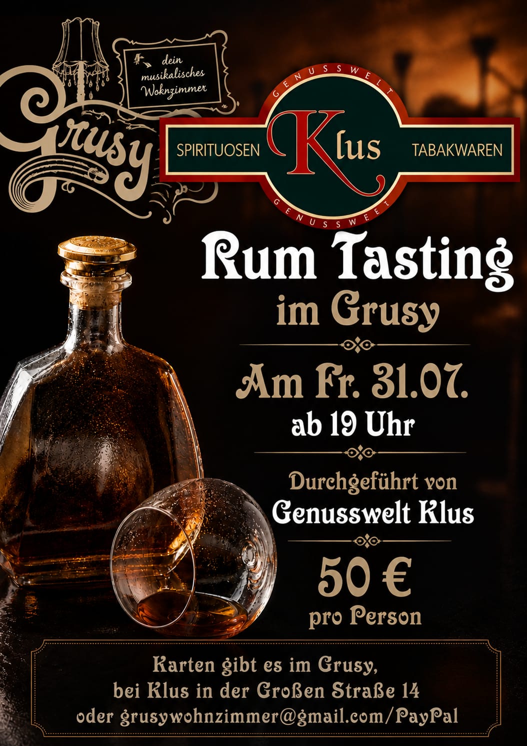 Rum-Tasting im Grusy in Zusammenarbeit mit Klus Genusswelt